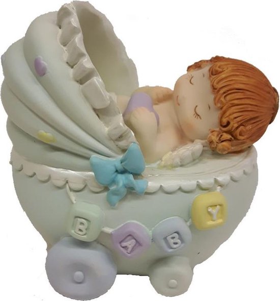 Spaarpot blauwe wandelwagen met baby | bol