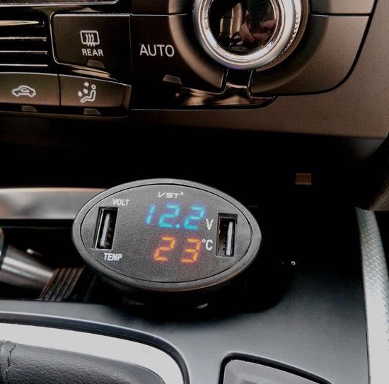 VST Double Charger 3-in-1 Voltmeter Auto - Thermometer - USB-Lader ...