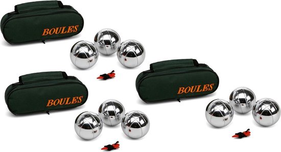 3x Zilveren jeu de boules sets in luxe tas - Kaatsbal /petanque- Actief ...