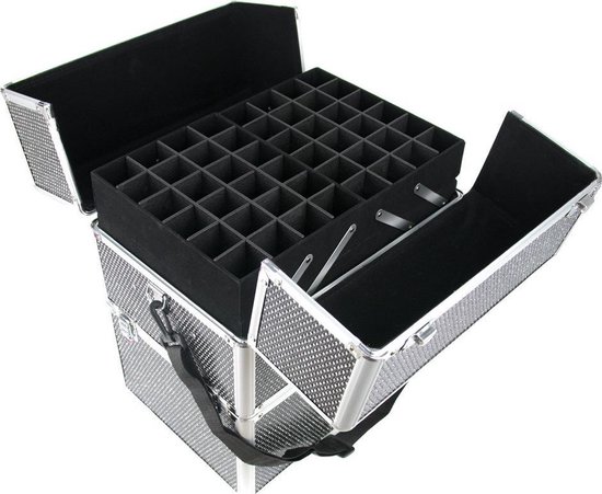 MAKE-UP KOFFER ZWART STRASS STEEN - 2 niveaus - beautycase koffer met ...