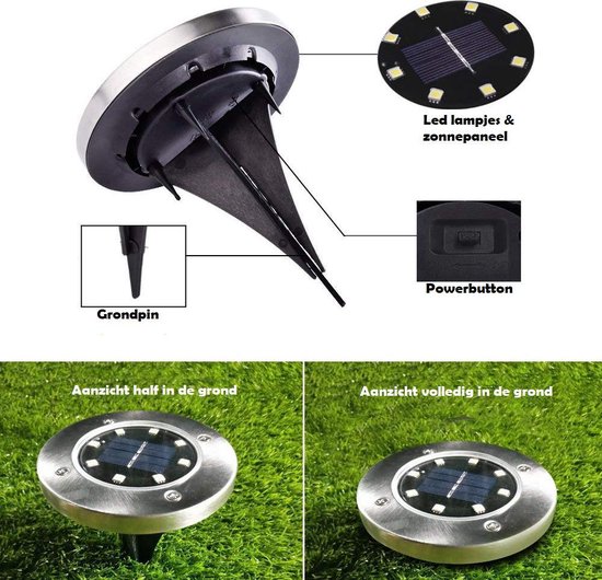 Solar Spot - LED Grondspots set - 4 stuks - 8x LED - Solar Tuin Set ...