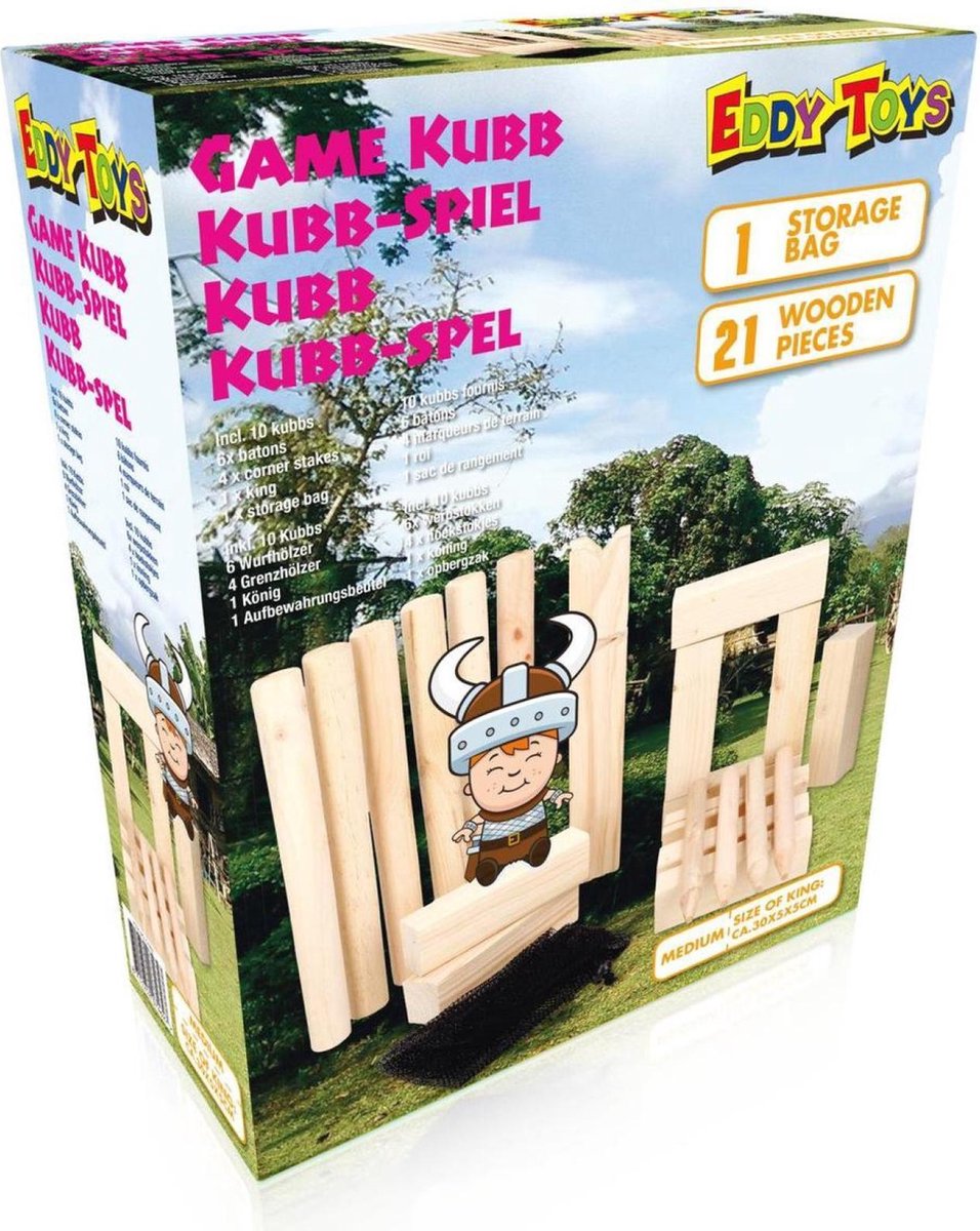 Kubb - Familie werpspel met bewaartas - Large (meest populaire afmeting) - Hout | bol.com