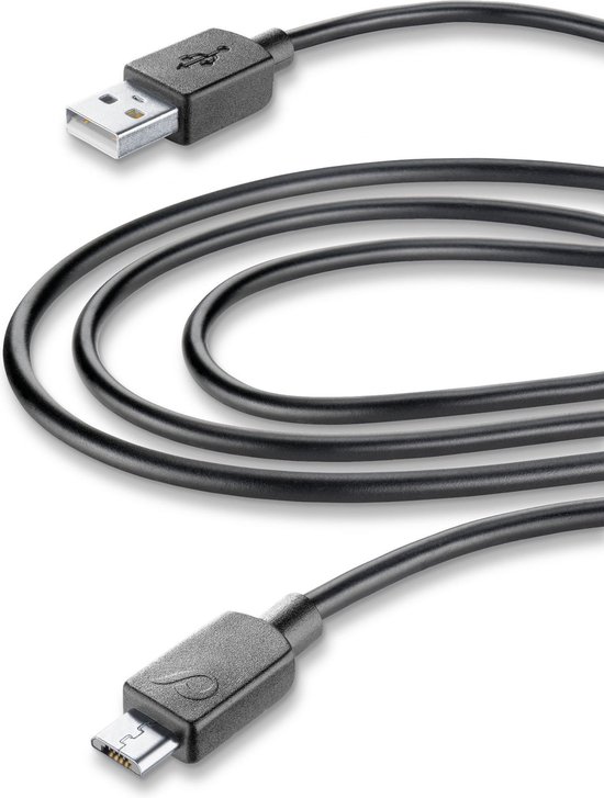 Cellularline - Data kabel home, micro-usb (3m) tablet, zwart | bol