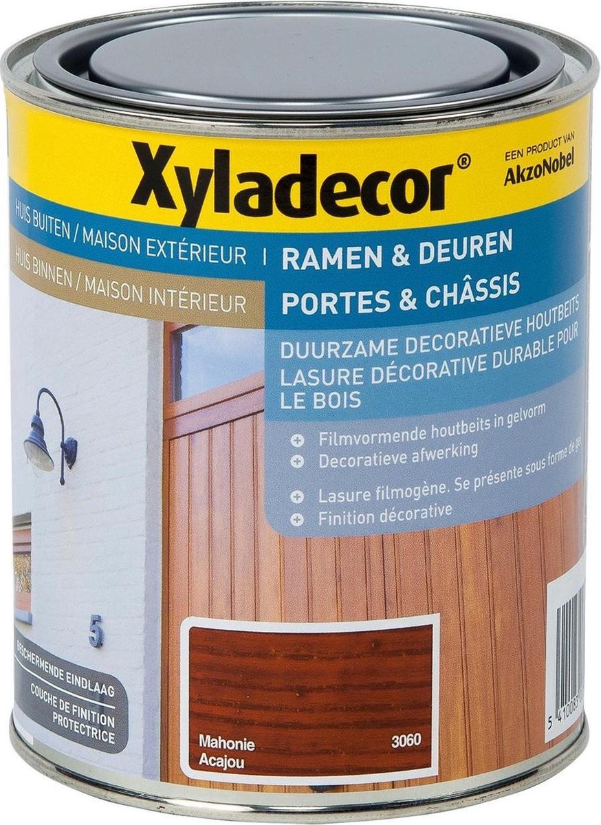 Xyladecor Ramen & Deuren - Decoratieve Houtbeits - Mahonie - 0.75L | bol