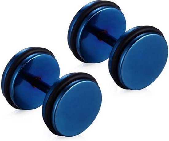 Dumbbell Stud oorbellen Edelstaal Blauw | bol.com
