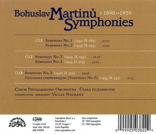 Czech Philharmonic Orchestra, Václav Neumann - Martinu: Sinfonien 1-6 ...