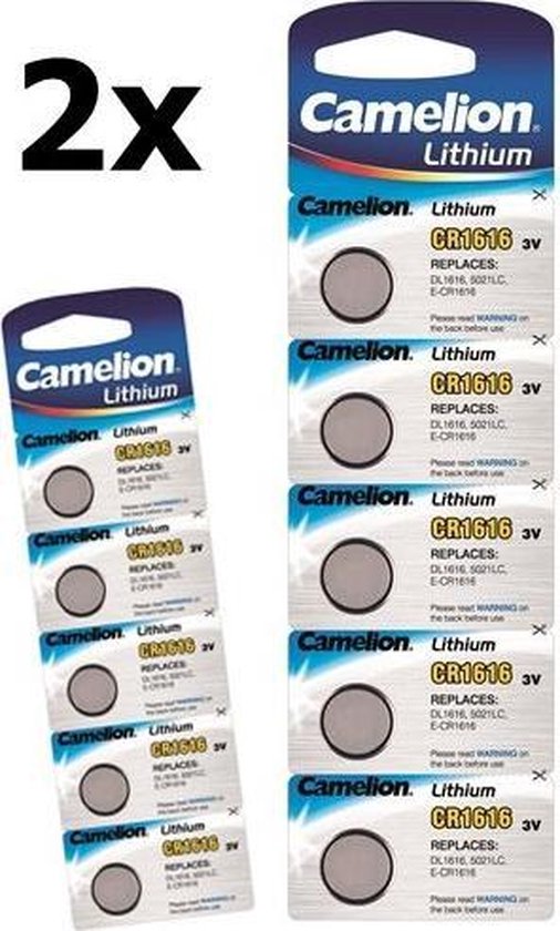 10 Stuks (2 Blister a 5st) Camelion CR1616 3v lithium knoopcelbatterij | bol.com