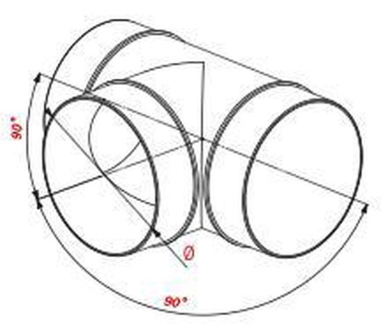 Ventilatieshop T-stuk 90 graden - Kunststof - Ø 125mm | bol
