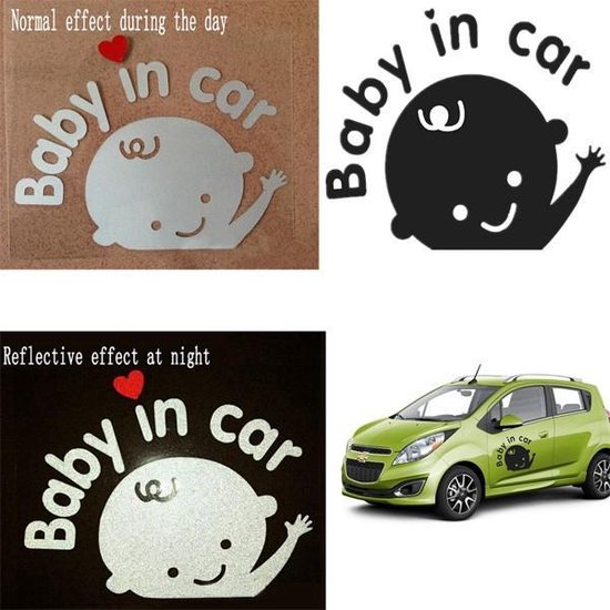 Baby In Car Cartoon Car Stickers Waving Baby on Board Safety Sign Decal ...