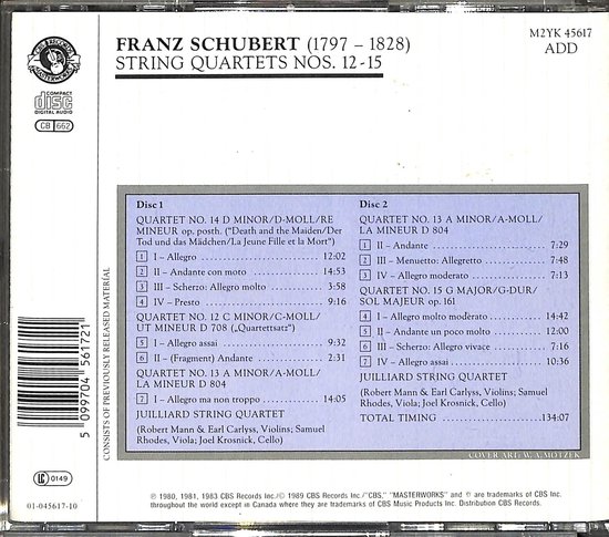 Schubert - String Quartets no 12 - 15, Julliard String Quartet | CD (album) | Muziek | bol