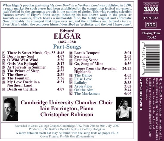 Cambridge University Chamber Choir - Part Songs (CD), Christopher ...