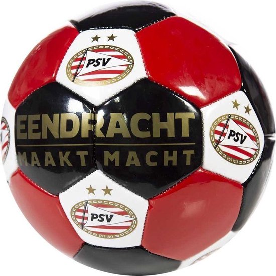 Bal psv leer groot zwart/rood/wit logo`s | bol