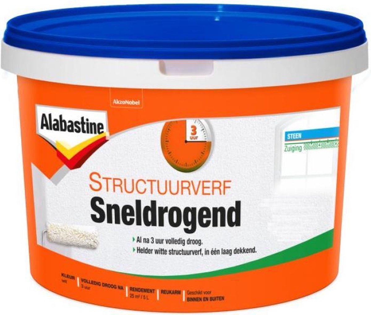 Alabastine Structuurverf Sneldrogend - Fijn Wit - 5 liter | bol