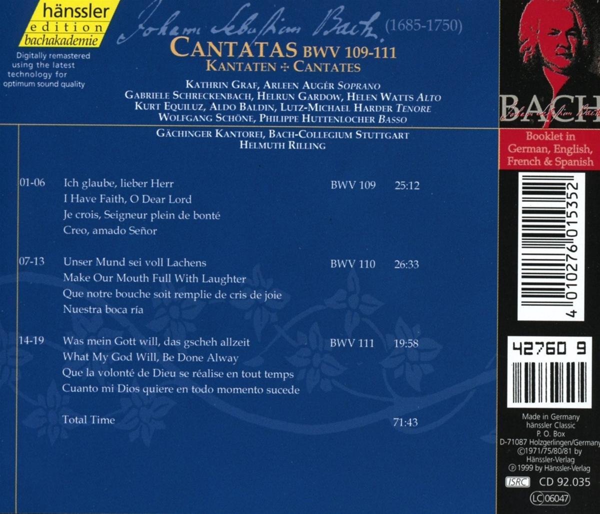 Bach-Ensemble, Helmuth Rilling - J.S. Bach: Cantatas Bwv 109-111 (CD ...