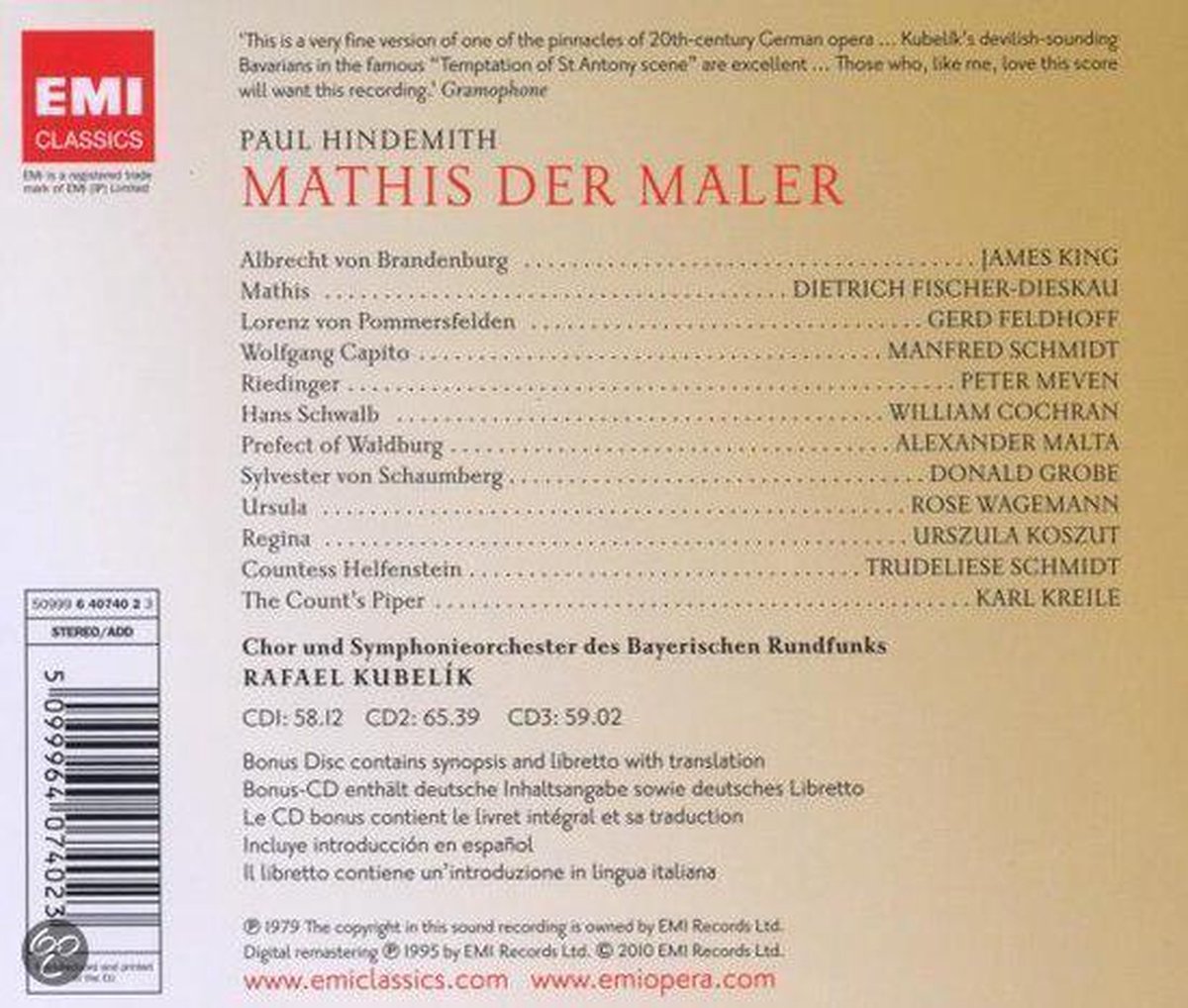 Hindemith: Mathis Der Maler, Rafael Kubelik | CD (album) | Muziek | bol.com