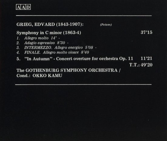Grieg - Symphony C, Gothenburg Symphony Orchestra | CD (album) | Muziek | bol.com