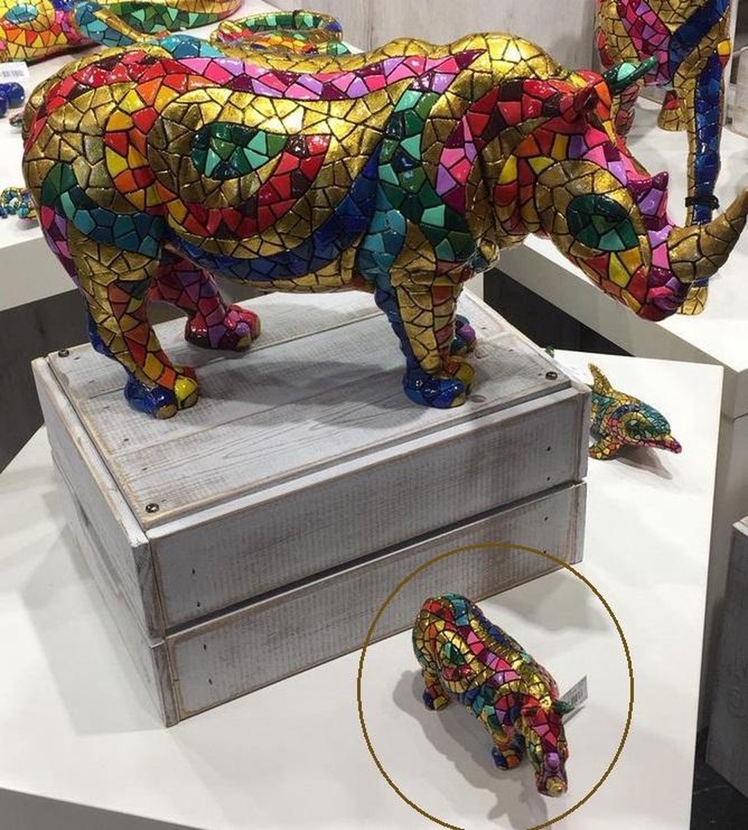 Barcino design mozaiek beeld carnival neushoorn klein | bol.com