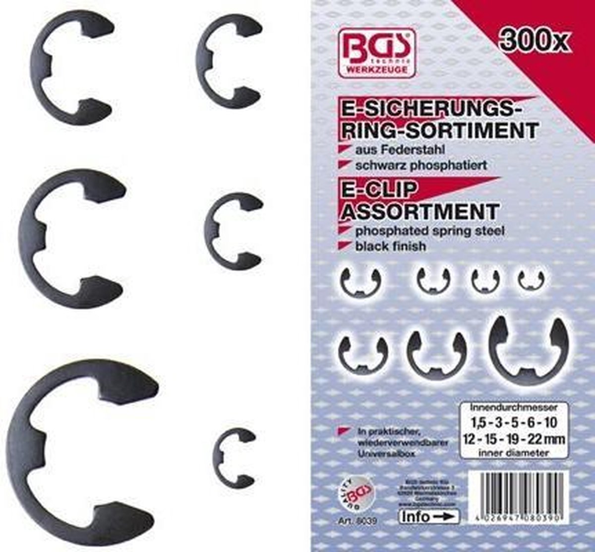 Borgringen 300-delig 1.5 mm tot 22 mm - BGS8039 | bol.com