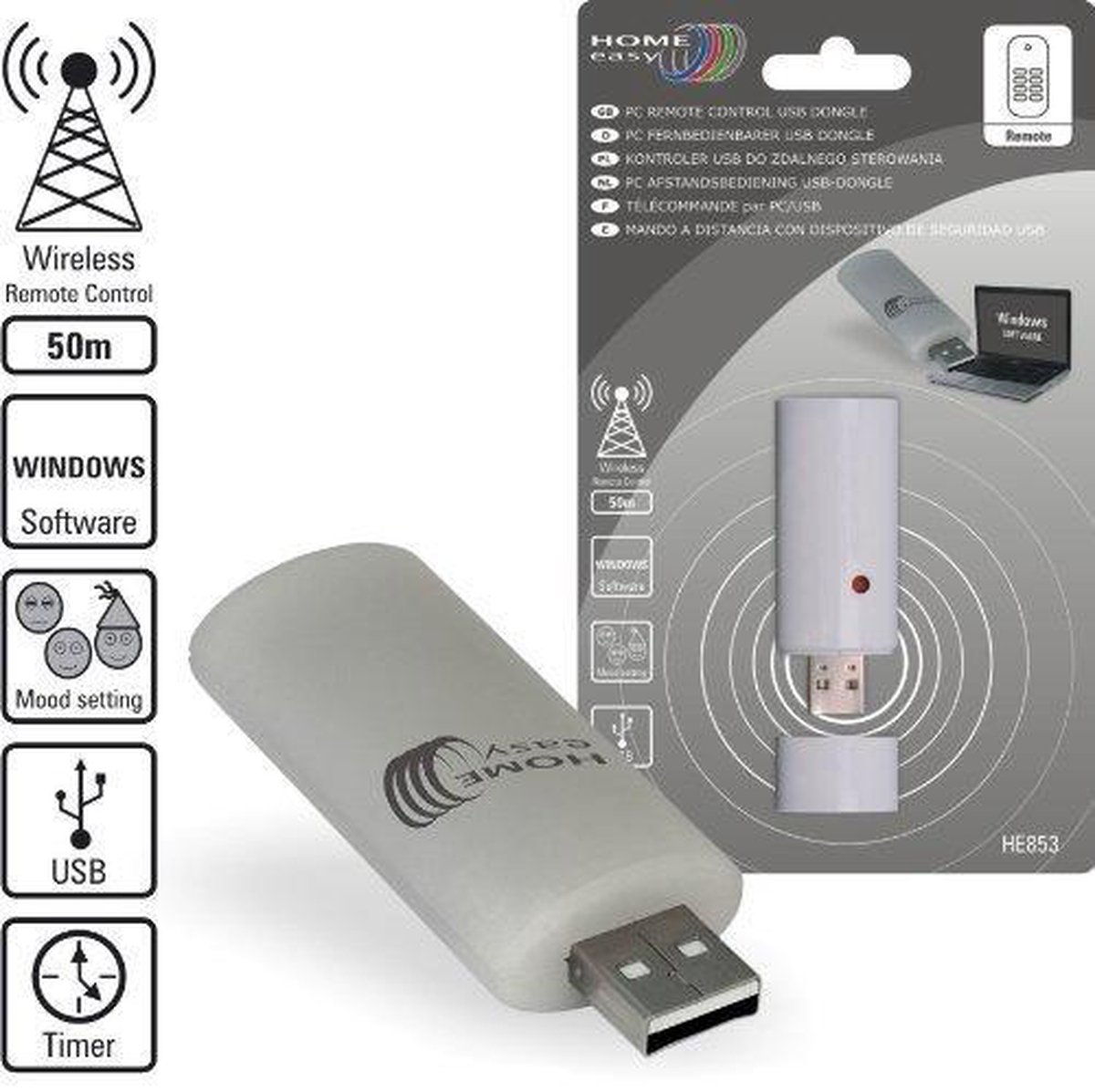 HOME EASY PC AFSTANDSBEDIENING USB DONGLE HE853 | bol.com