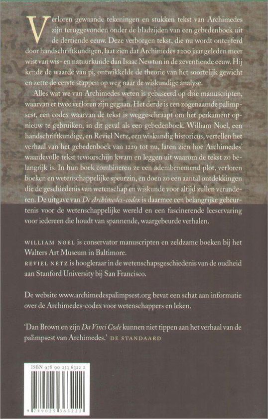 De Archimedes Codex, W. Noel | 9789025363222 | Boeken | bol
