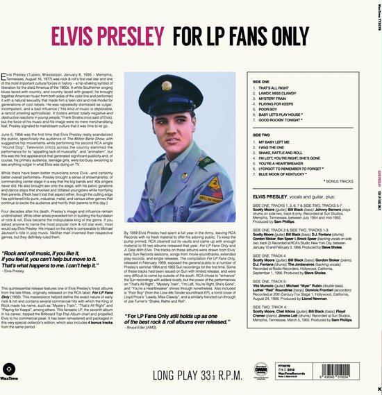 For Lp Fans Only, Elvis Presley | LP (album) | Muziek | bol.com