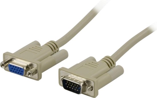 DELTACO DEL-40, VGA mannelijk naar VGA vrouwelijk, 3m, grijs | bol