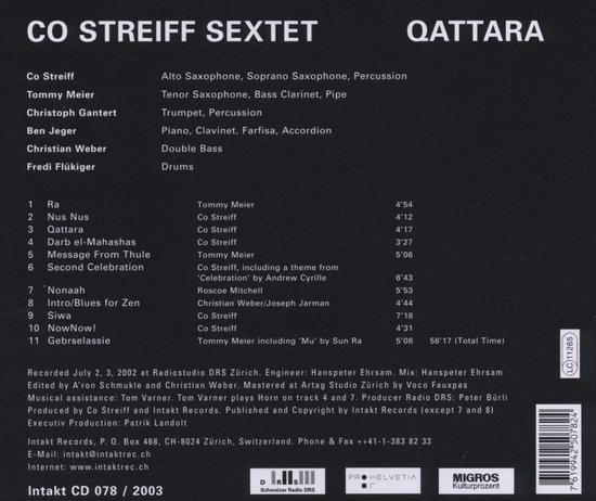 Co Streiff Sextet - Qattara (CD), Co Streiff Sextet | Muziek | bol.com