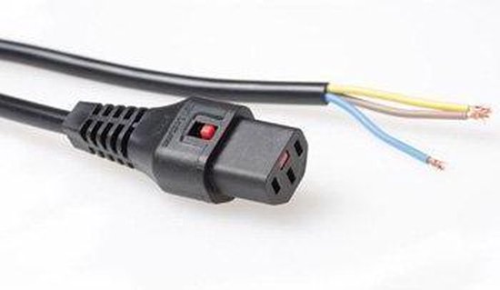 C13 (met IEC Lock) stroomkabel met open einde - 3x 1,00mm / zwart - 2 ...