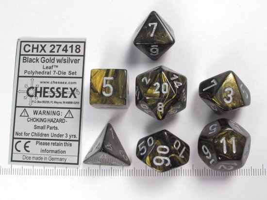 Leaf Black Gold/silver Polyhedral 7-Die Set | bol.com