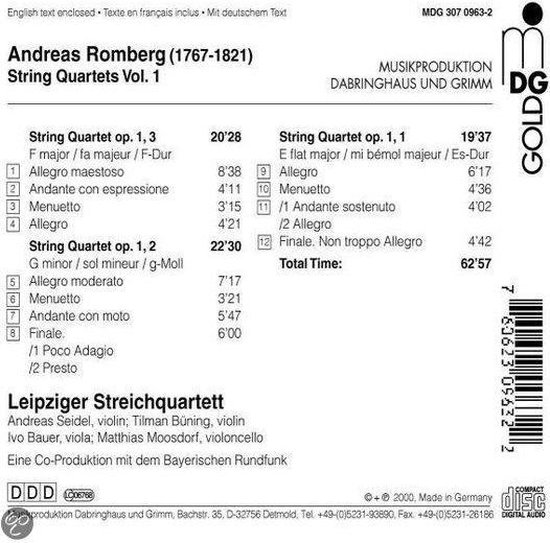 Leipziger Streichquartett - Romberg: String Quartets Op.1 Volume 1 (CD), Leipziger... | bol