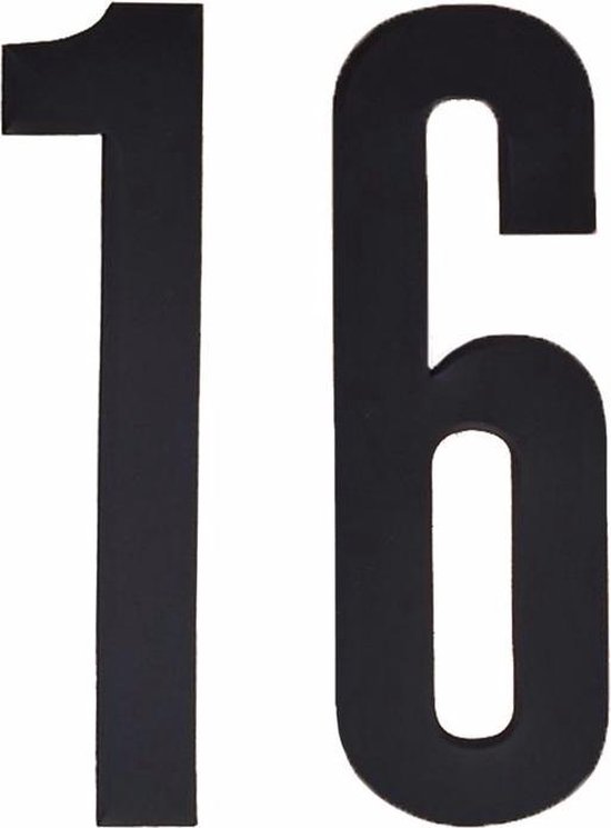 Cijfer sticker 16 zwart 10 cm - klikocijfers / losse plakcijfers | bol