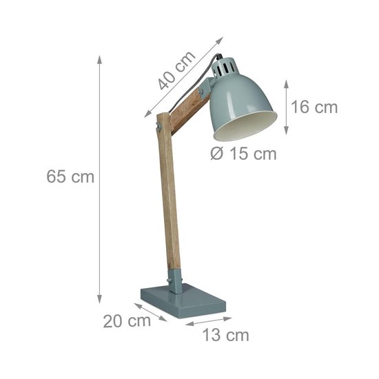 relaxdays - bureaulamp hout Scandinavisch - retrostijl - burolamp ...