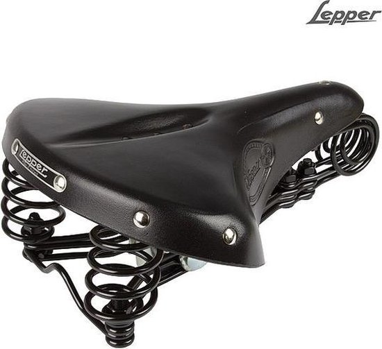 Lepper Drieveer 90 Fietszadel - Leer - Heren - Extra Verzwaard - Zwart ...