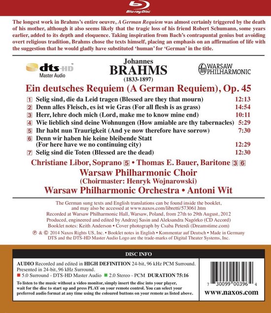 Christine Libor, Thomas E. Bauer, Warsaw Philharmo - A German Requiem ...