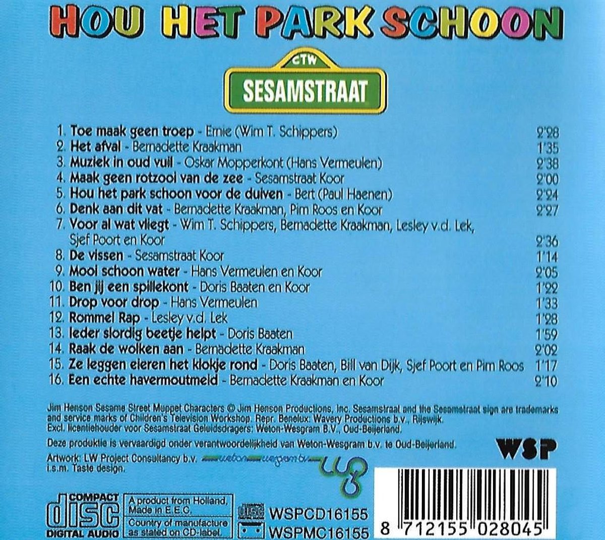 Sesamstraat: Hou het park schoon, Sesamstraat | CD (album) | Muziek | bol