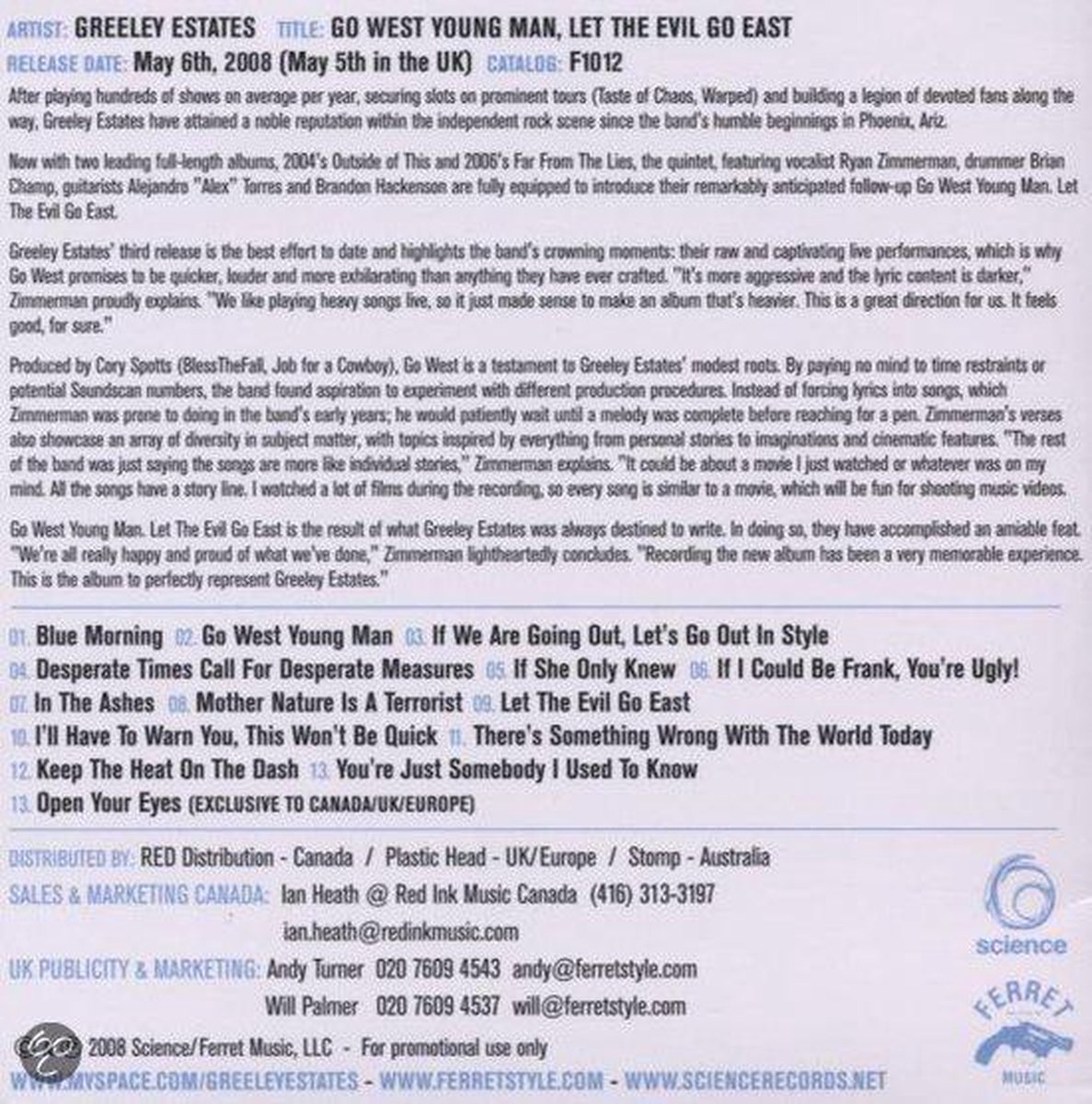 Go West Young Man, Let The Devil Go East, Greely Estates | CD (album ...