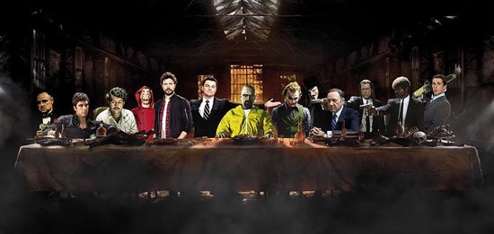 Tigon Art - Schilderij - The Criminal Last Supper Kunstwerk - Zwart ...