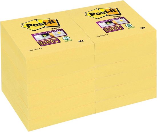 Post-it® Super Sticky Notes - Canary Yellow™ - 47,6 x 47,6 mm - 12 ...