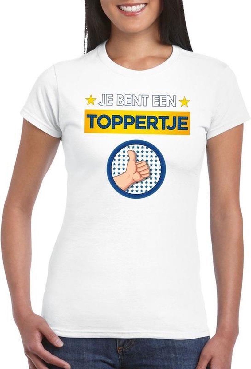 Toppers Wit feest shirt - Je bent een toppertje met duim omhoog voor ...