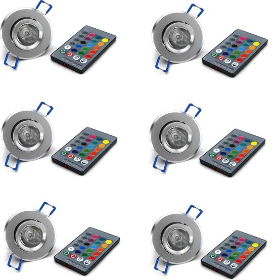 Inbouw LED spot, RBG en dimbaar inbouwspot led spot 3 Watt (6-stuks) | bol