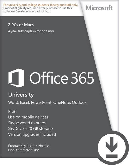 Microsoft Office 365 University - Nederlands / 2 apparaten / 4 jaar ...