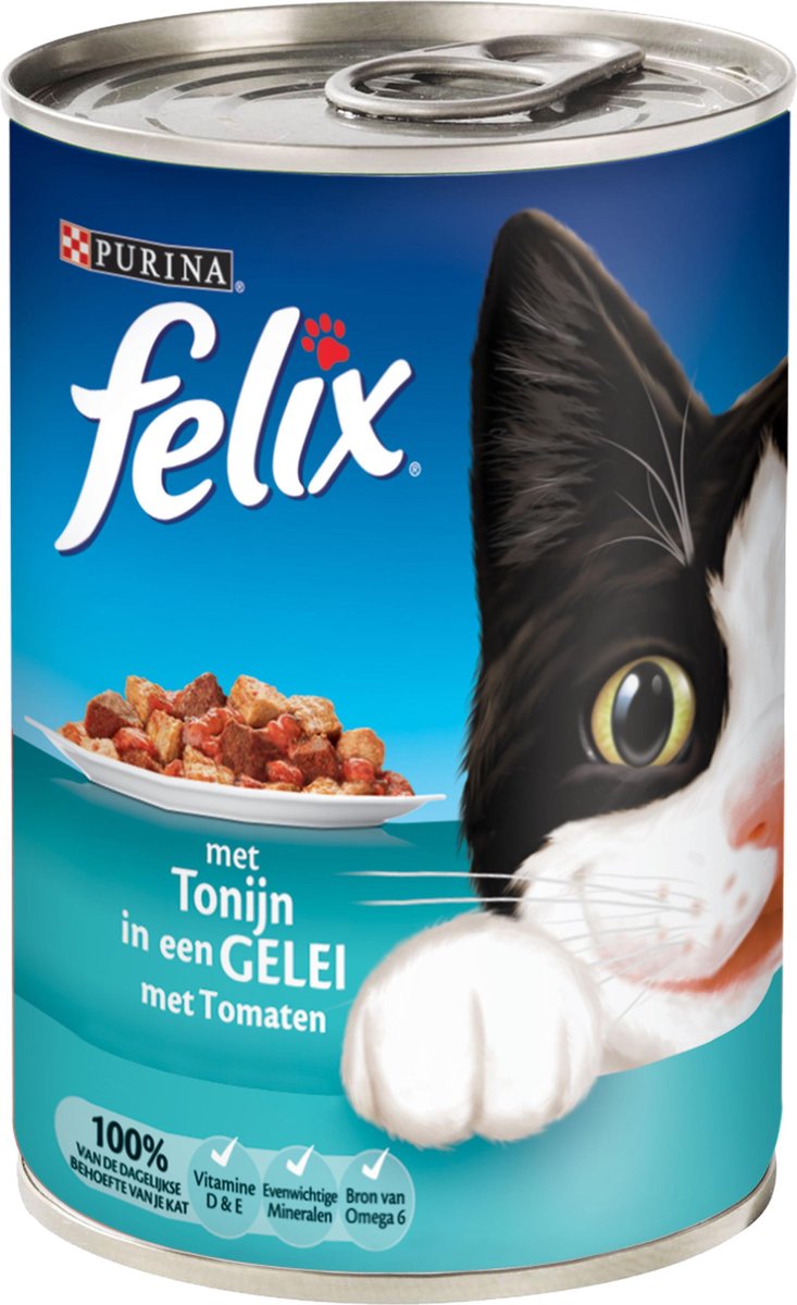 Felix Blik Met Gelei - Tonijn en Tomaat - Kattenvoer - 1 x 400 g | bol.com