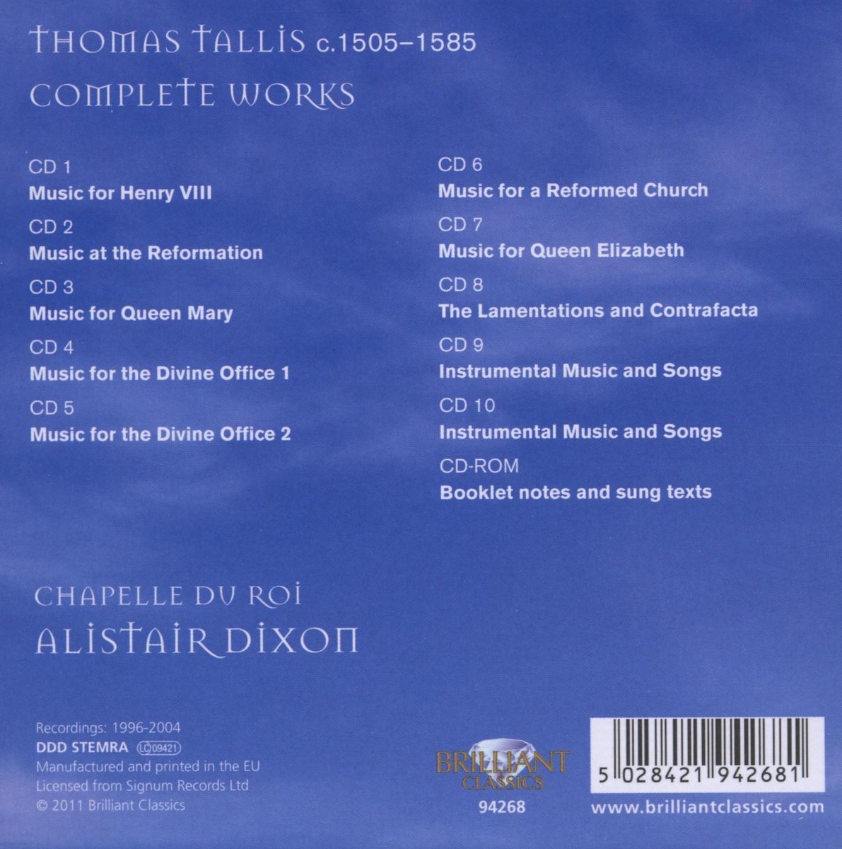 Tallis: Complete Choral Works, Alistair Dixon | CD (album) | Muziek ...