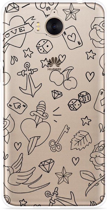 Huawei Y6 2017 Hoesje Tattoo zwart | bol.com