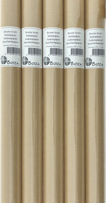 Benza cadeaupapier pakpapier inpakpapier - Bruin - 70 cm x 5 meter per ...