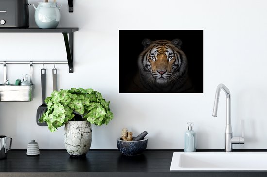 Muurstickers - Sticker Folie - Tijger - Wilde dieren - Portret - Zwart - Dieren -... | bol