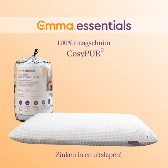 Essentials Traagschuim hoofdkussen | 40x70cm | Made in EU | Orthopedisch viscose... | bol