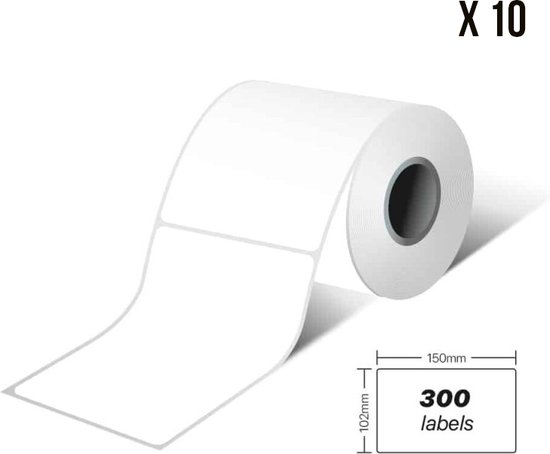Zebra labels - 800264-605 - 102mm x 150mm - 300 etiketten - 10 rollen | bol