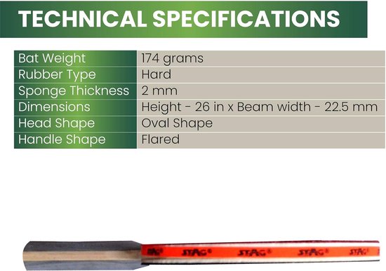 Stag Power Drive Plus Tafeltennisracket | 174 gram | Intermediate ...