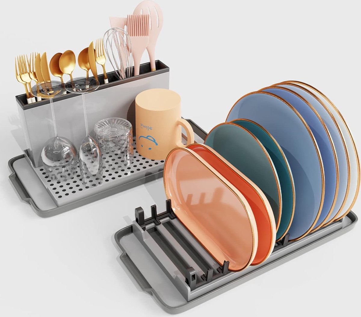 Afdruiprek Afdruiprek met lekbakjes Bestekhouder Afdruiprek voor op het ...